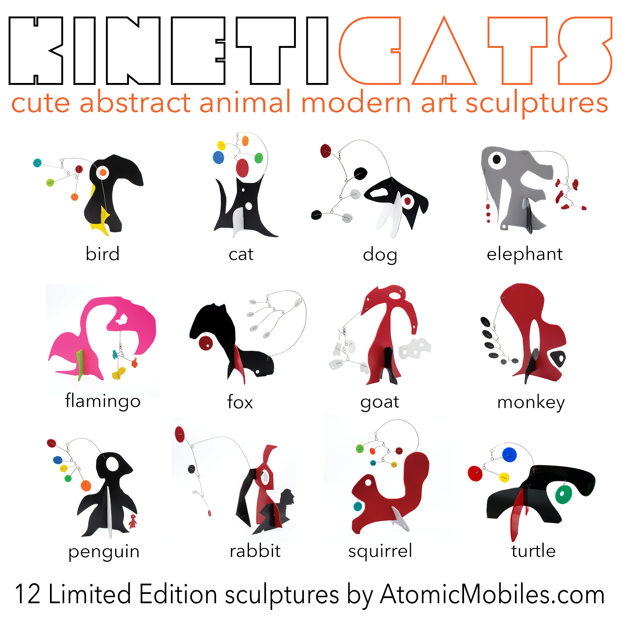 KinetiCats Collection | Animal Modern Art Stabile Sculptures – Atomic ...