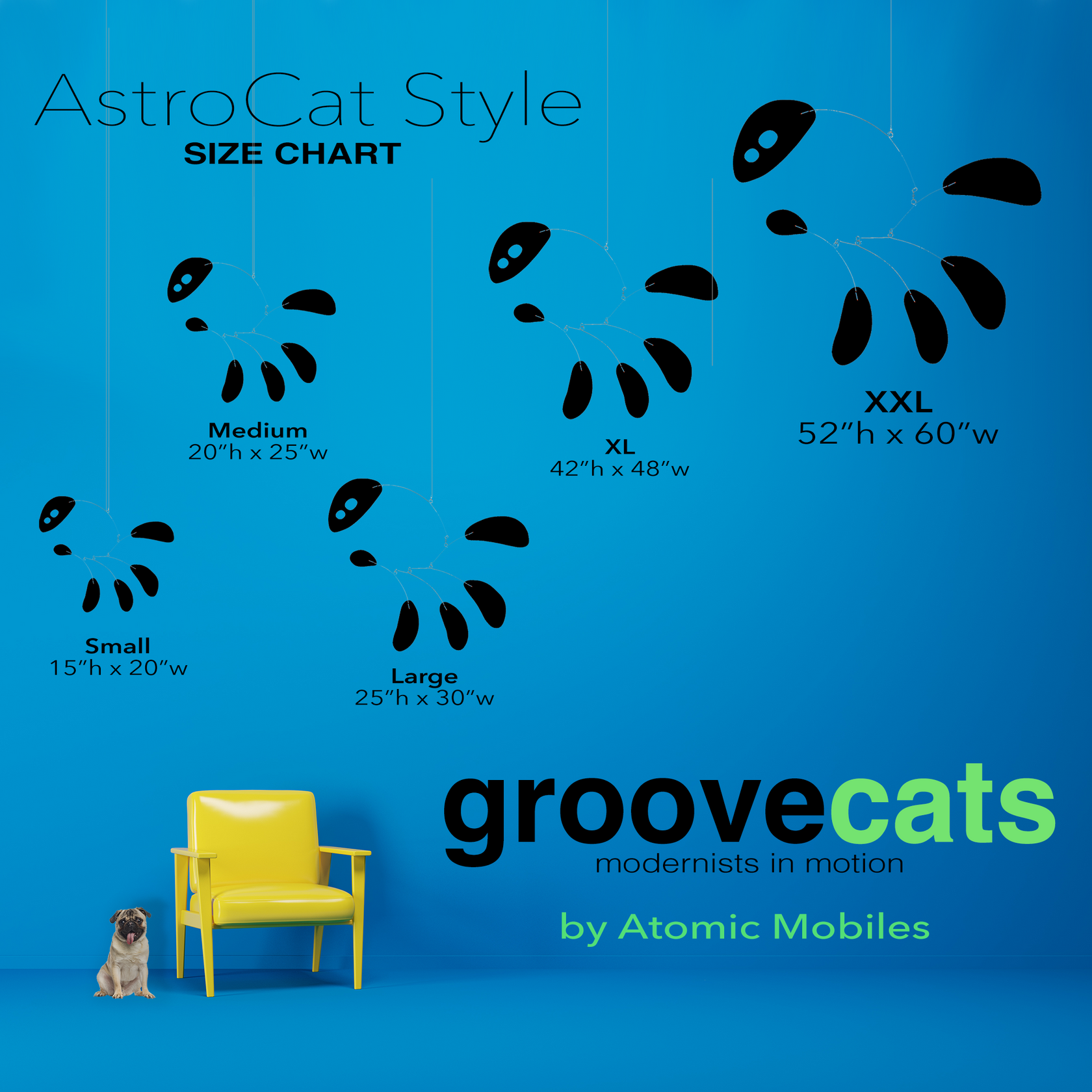 AstroCat Art Mobiles | Mid Century Modern Style Kinetic Hanging Art ...