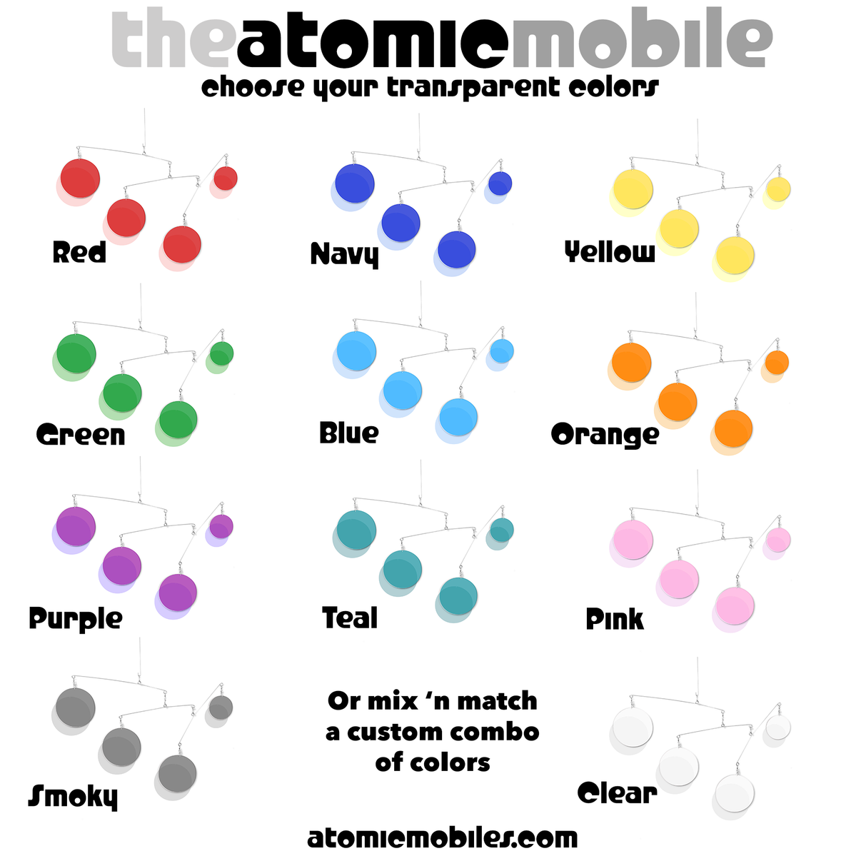 Beautiful Reflections Atomic Mobiles - Clear Acrylic Kinetic Art